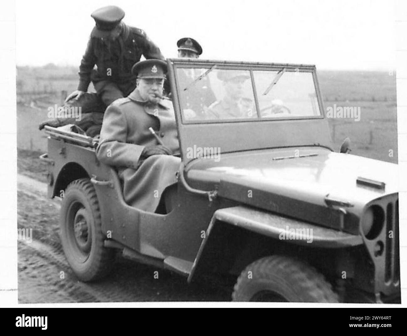 PRIME MINISTER ON RHINE FRONT - Mr.Churchill in the Jeep with Lieut ...
