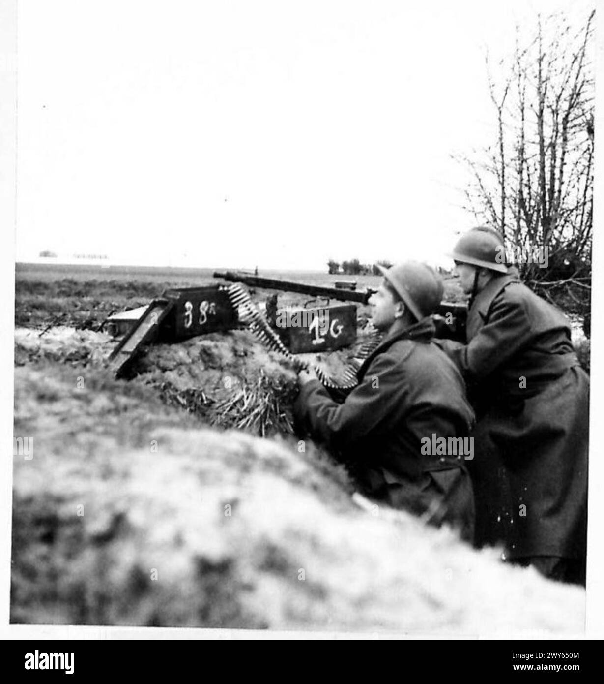 A French soldier in the Dunkirk sector observes German outposts across ...