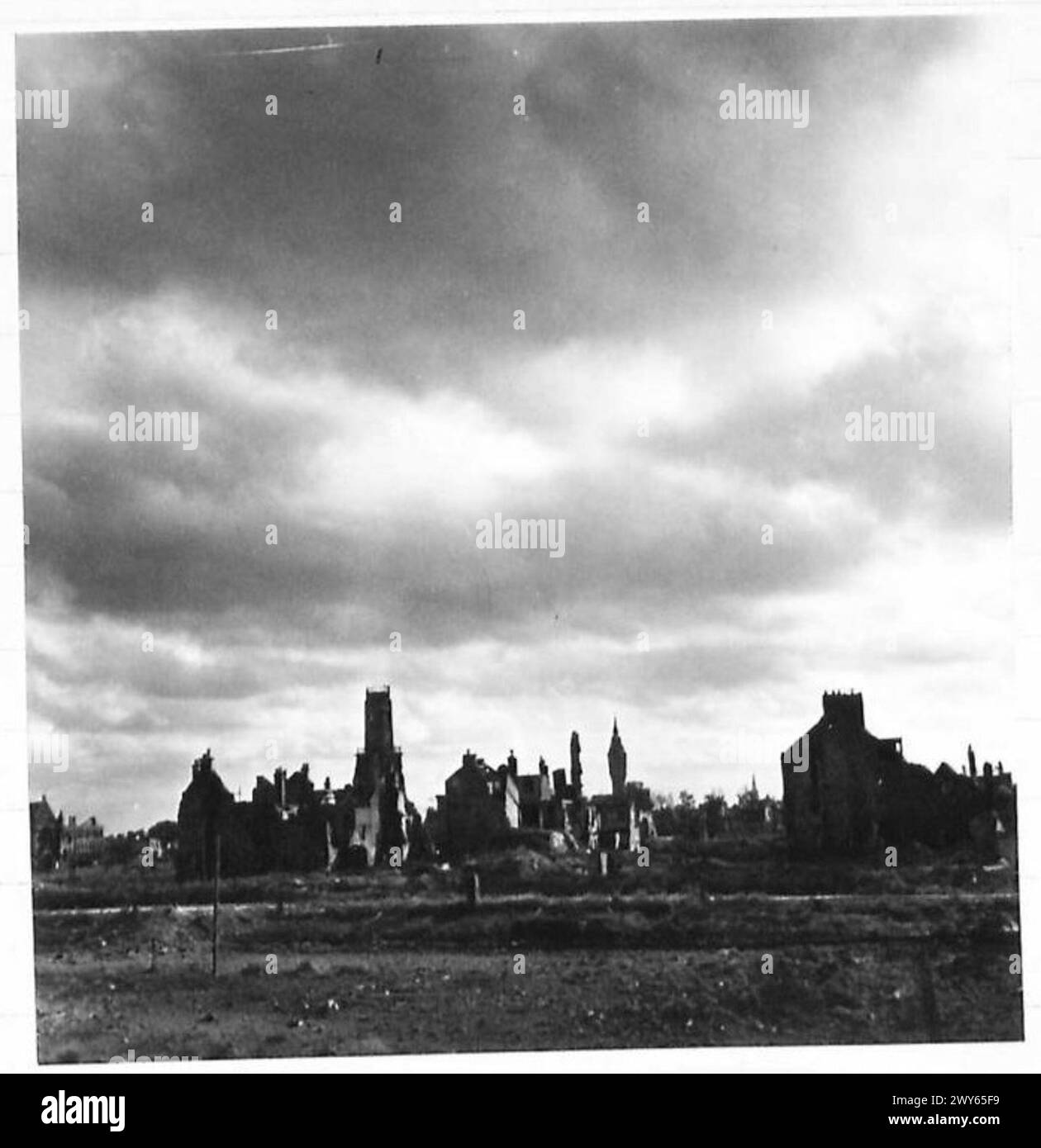 CALAIS RETURNS TO LIFE. - General view of Calais from the dock area ...