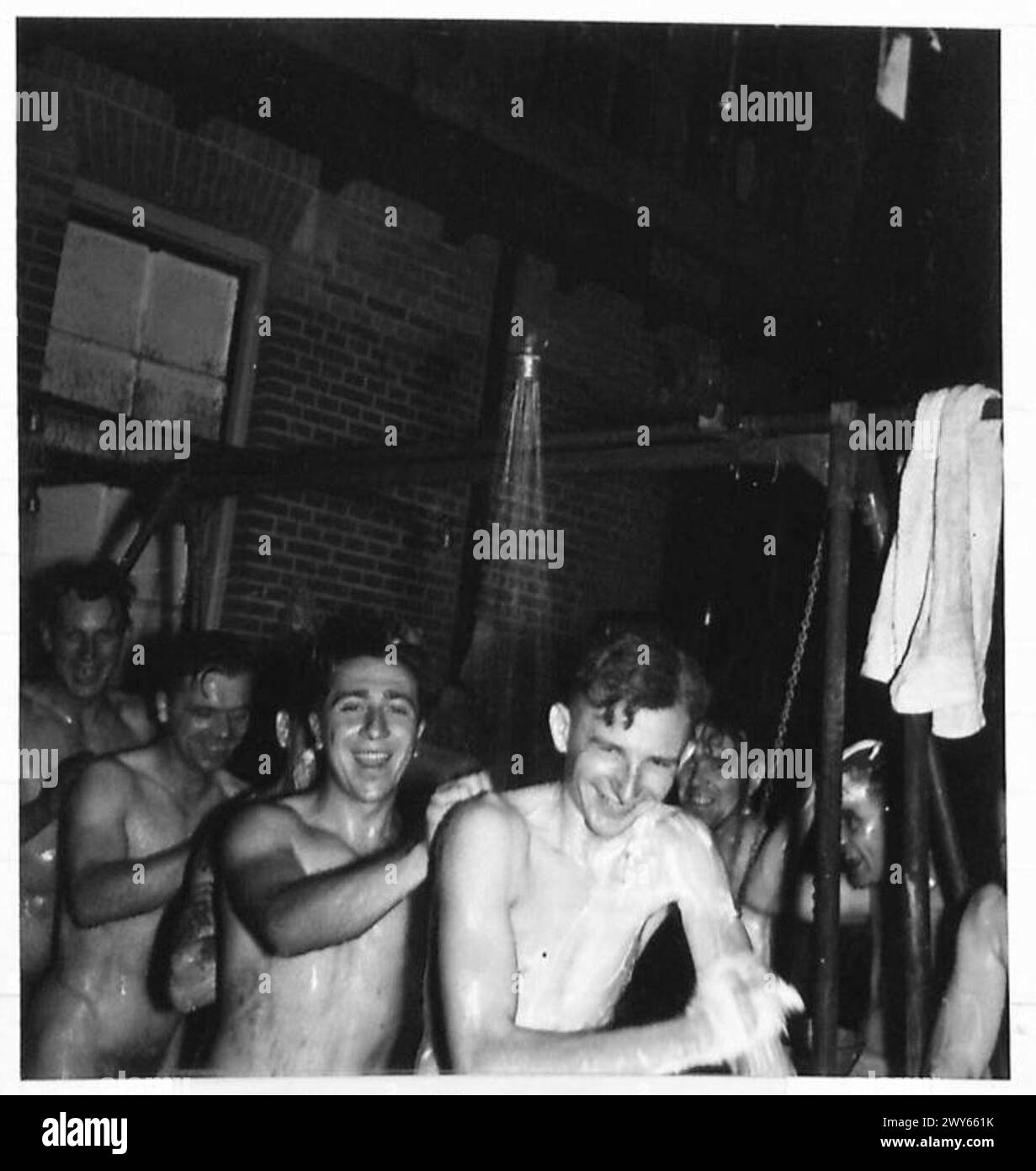 Army shower Black and White Stock Photos & Images - Alamy