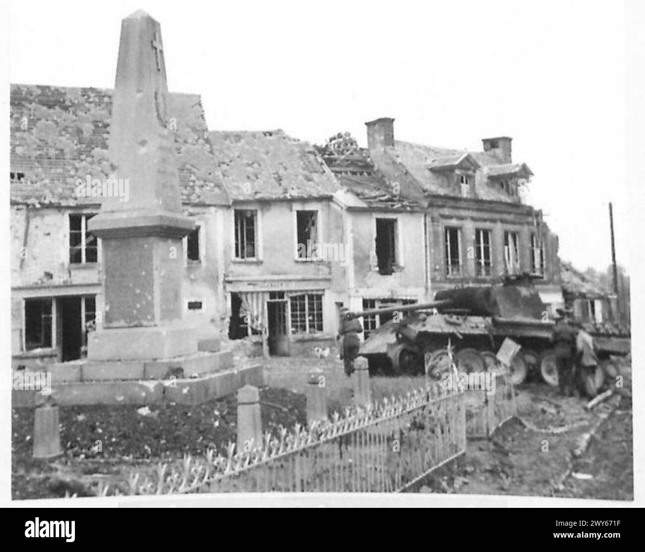 ANOTHER VILLAGE CAPTURED - A knocked out German Panther tank lying in ...
