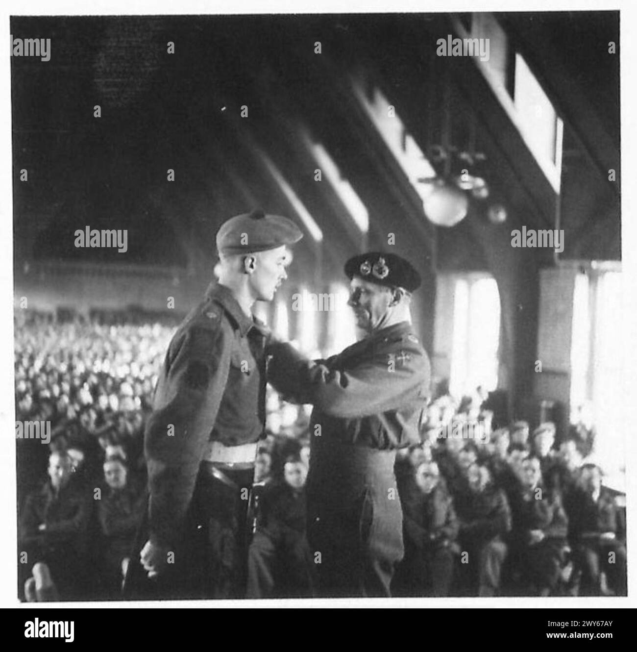 51 HIGHLAND DIVISION INVESTITURE - Maj. R.F. Peck, 7 BW, receives MC ...