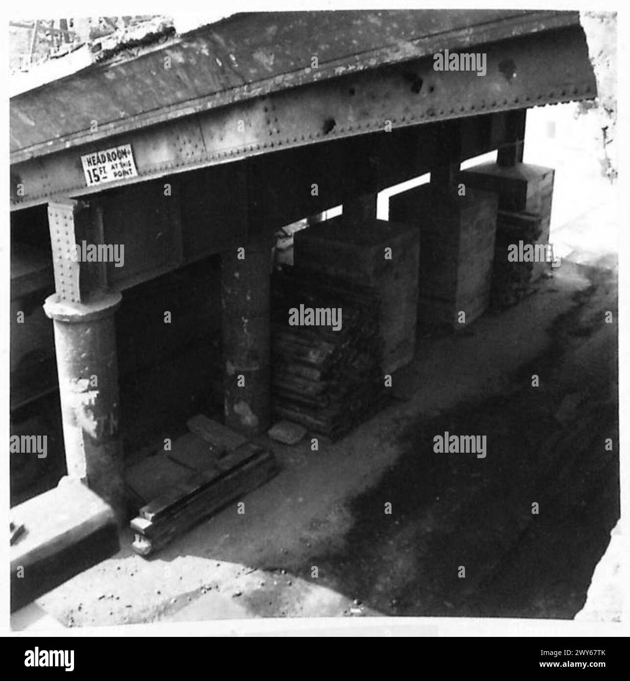 BRIDGE REBUILDING IN CAEN - Another angle of, left, two sound pillars ...