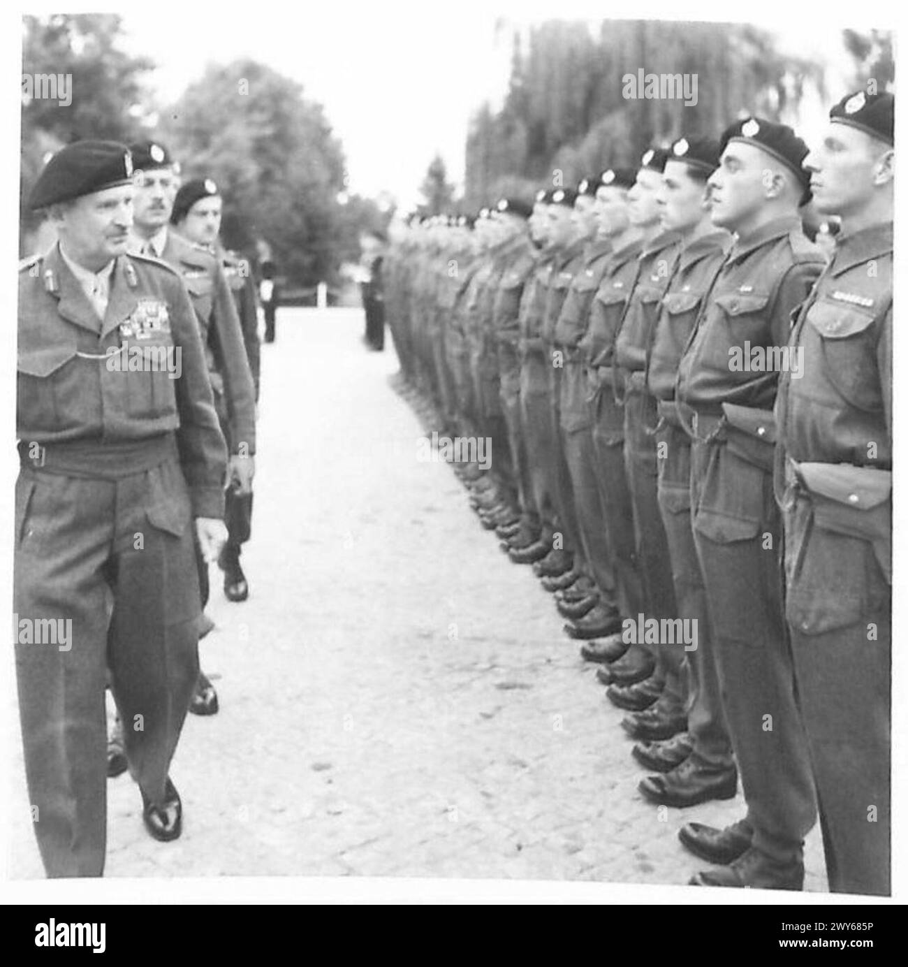 Field Marshal Montgomery inspects the guard of the 1st Royal Tank ...