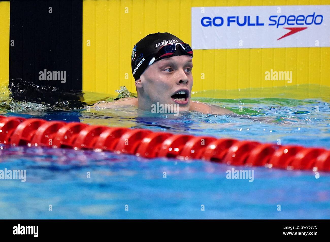 Matthew Richards in action during the Men's 100m Freestyle Heats on day ...