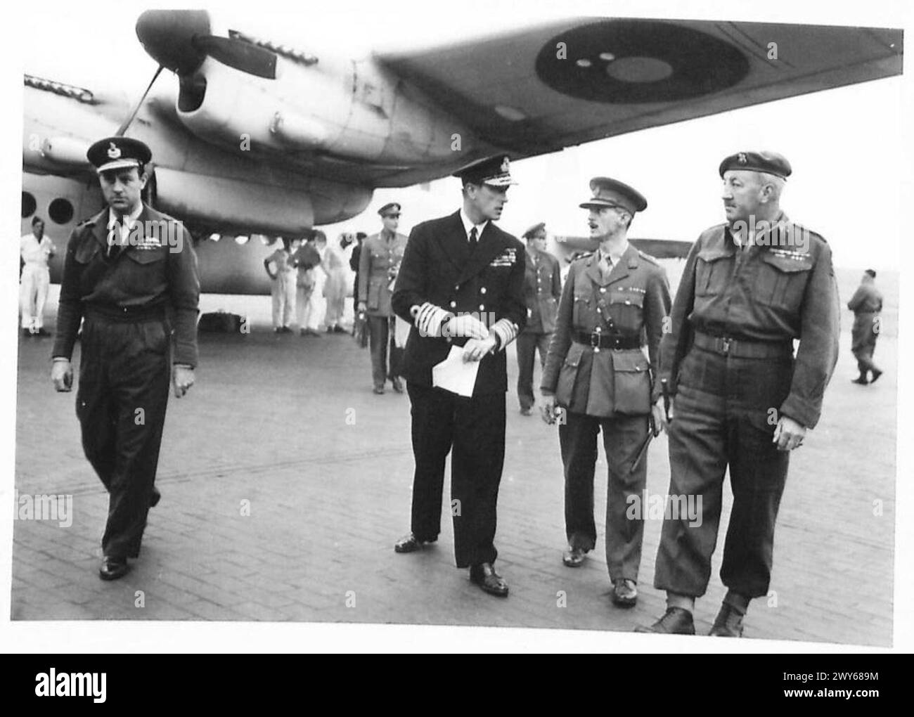 Photograph shows Lord Louis Mountbatten arriving at Potsdam airport and ...