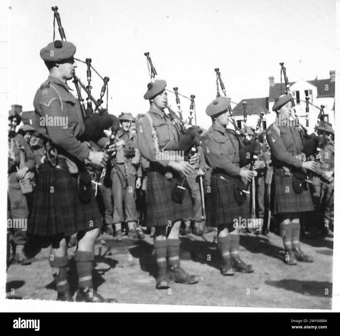 Pipers of the 162 Brigade, 51st Highland Division, perform traditional ...
