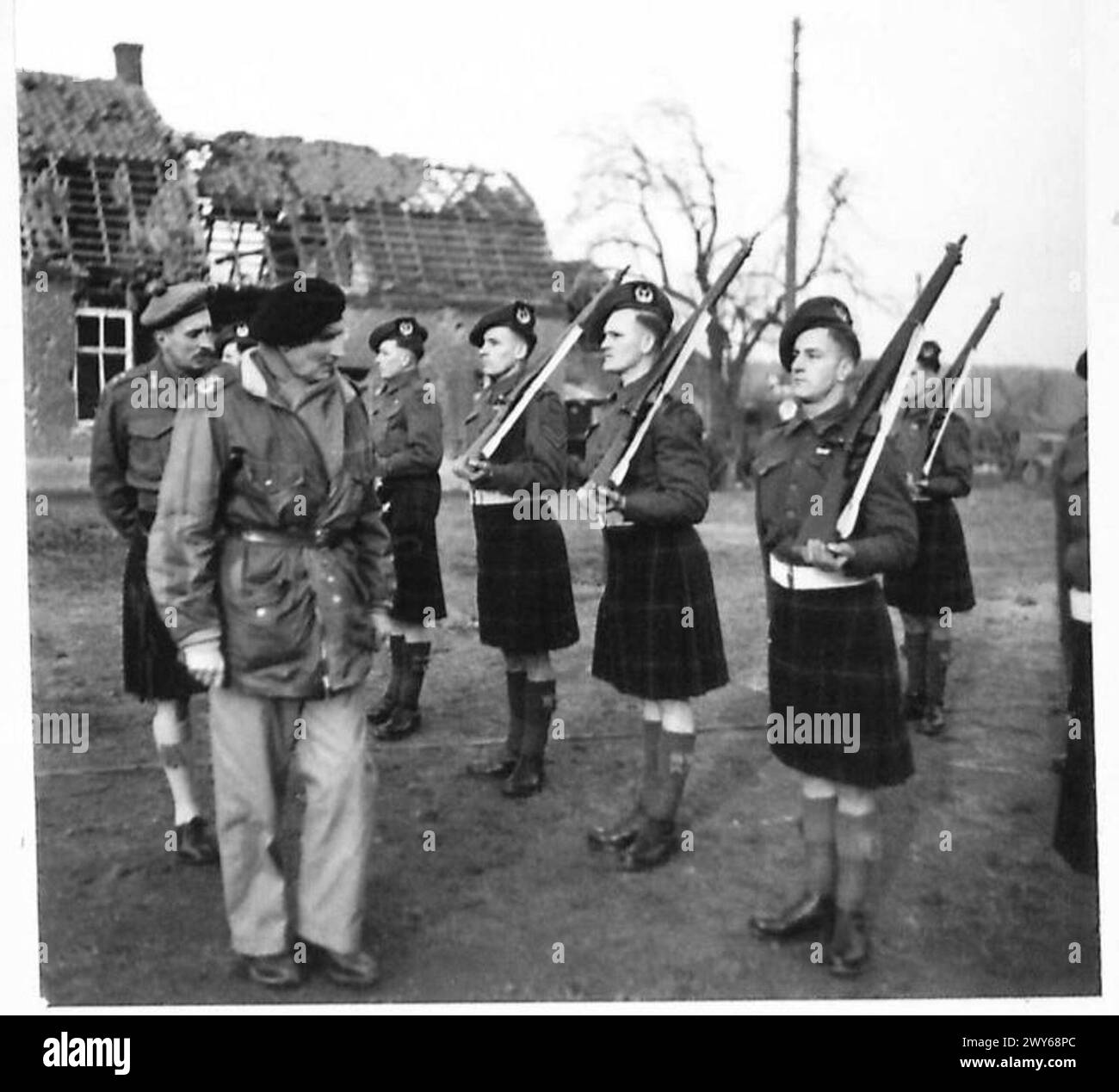 The Field-Marshal inspects the guard at 51 Highland Division HQ with ...