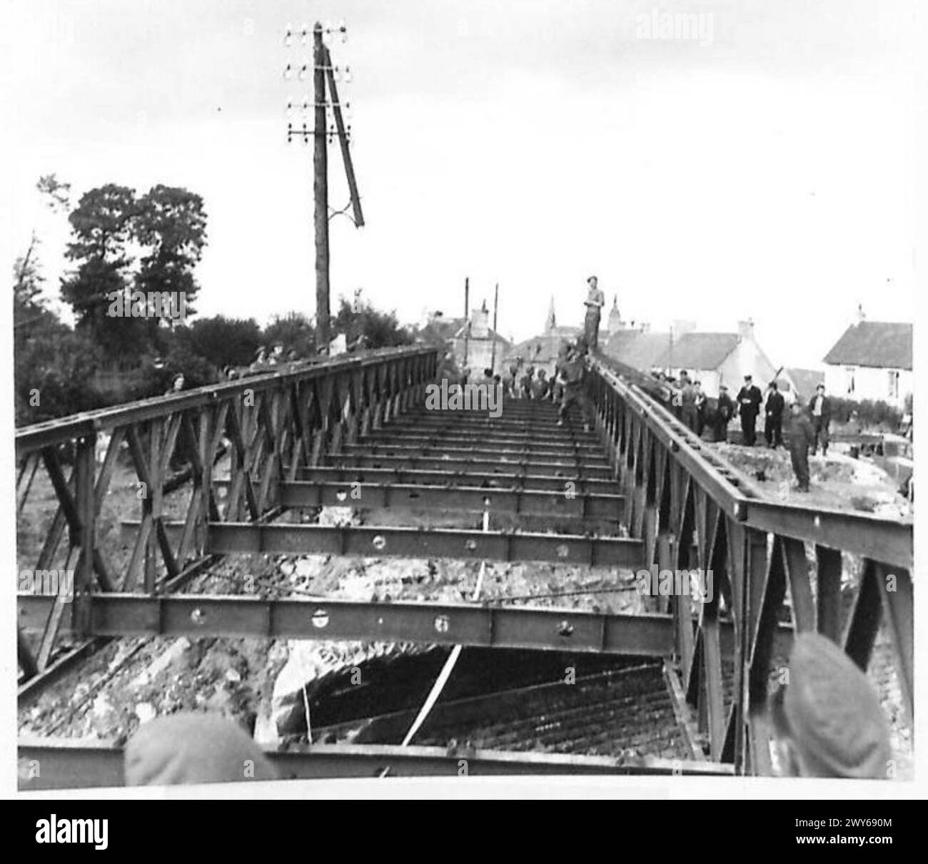 THE BAILEY BRIDGE IN FRANCE - The bridge finally spans the gap ...