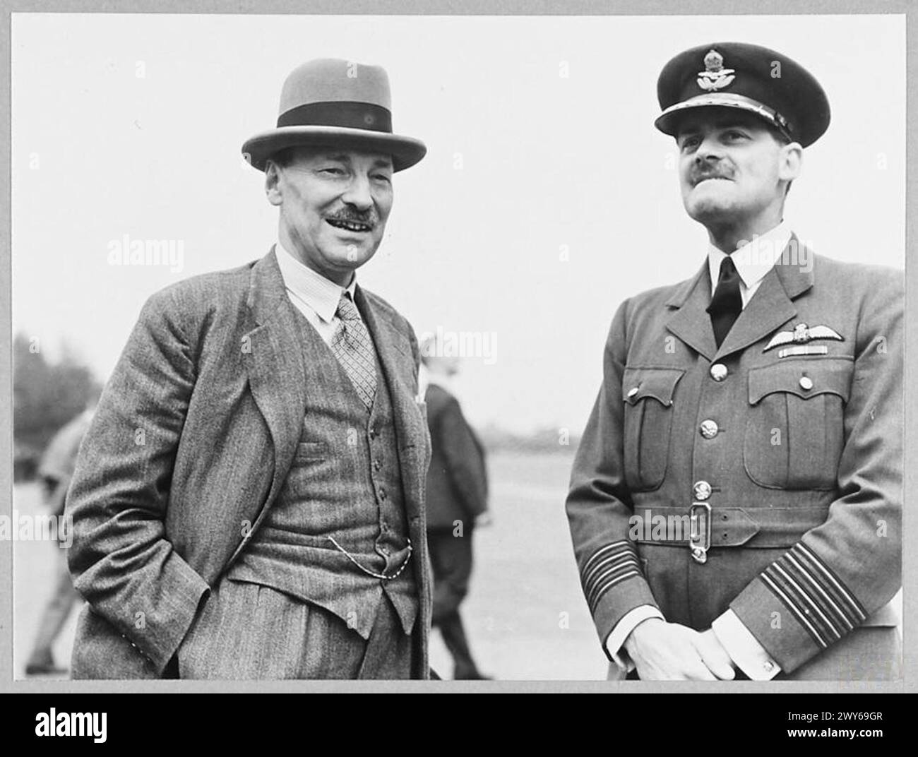 Clement Attlee meets Station Commander Group Captain R.J.A. Ford at RAF ...