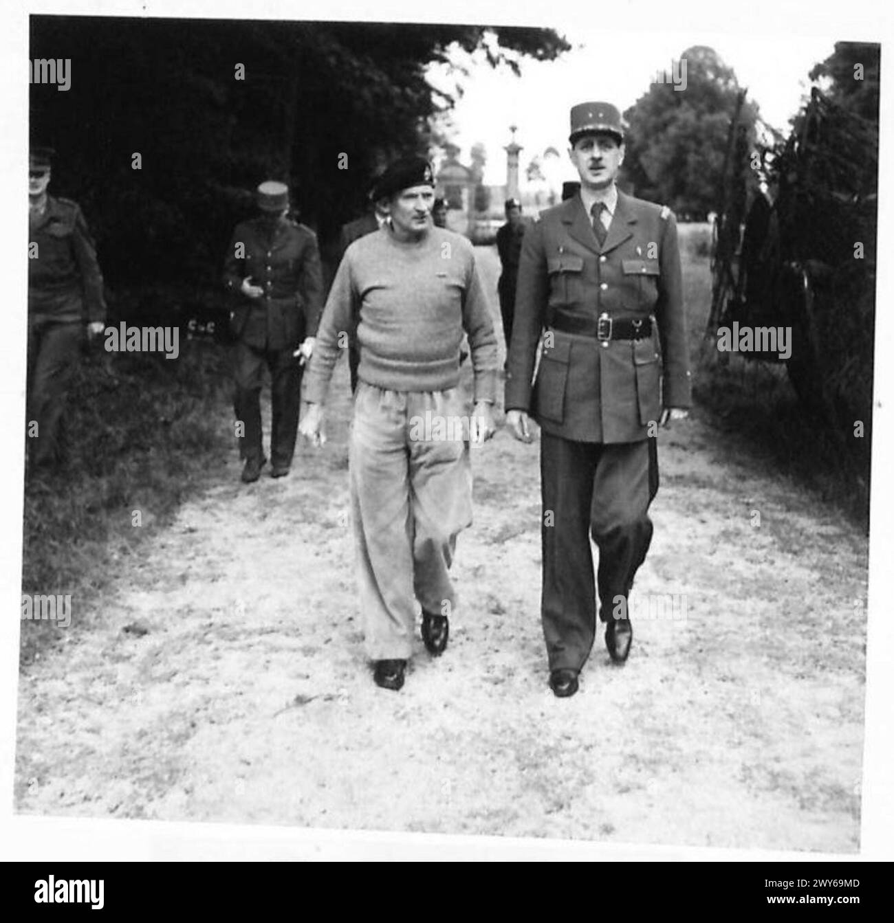 GENERAL DE GAULLE IN FRANCE - General de Gaulle and General Montgomery walking through the ...