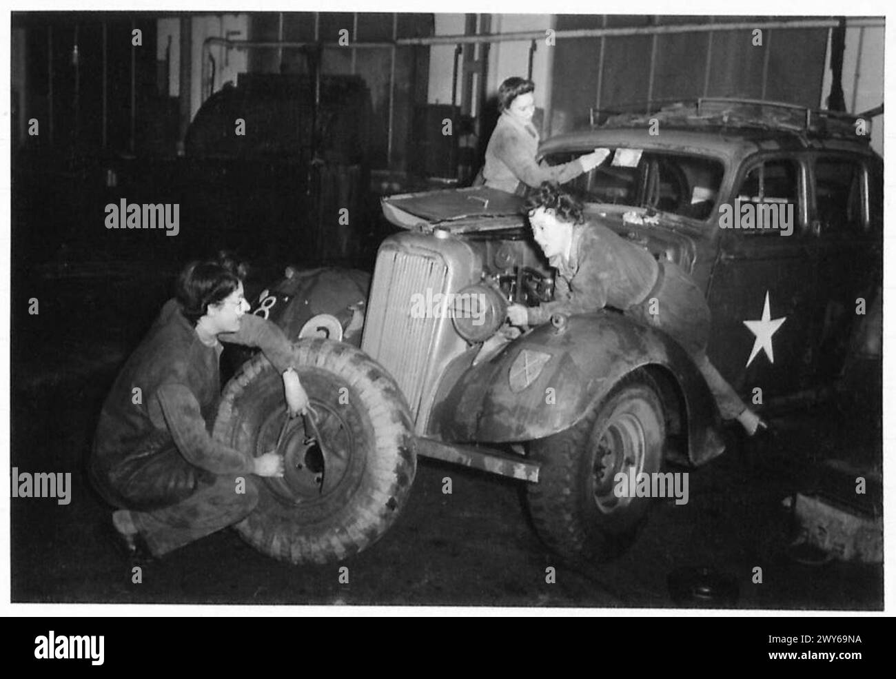 A.T.S. IN BRUSSELS - ATS mechanics at work. , British Army, 21st Army ...