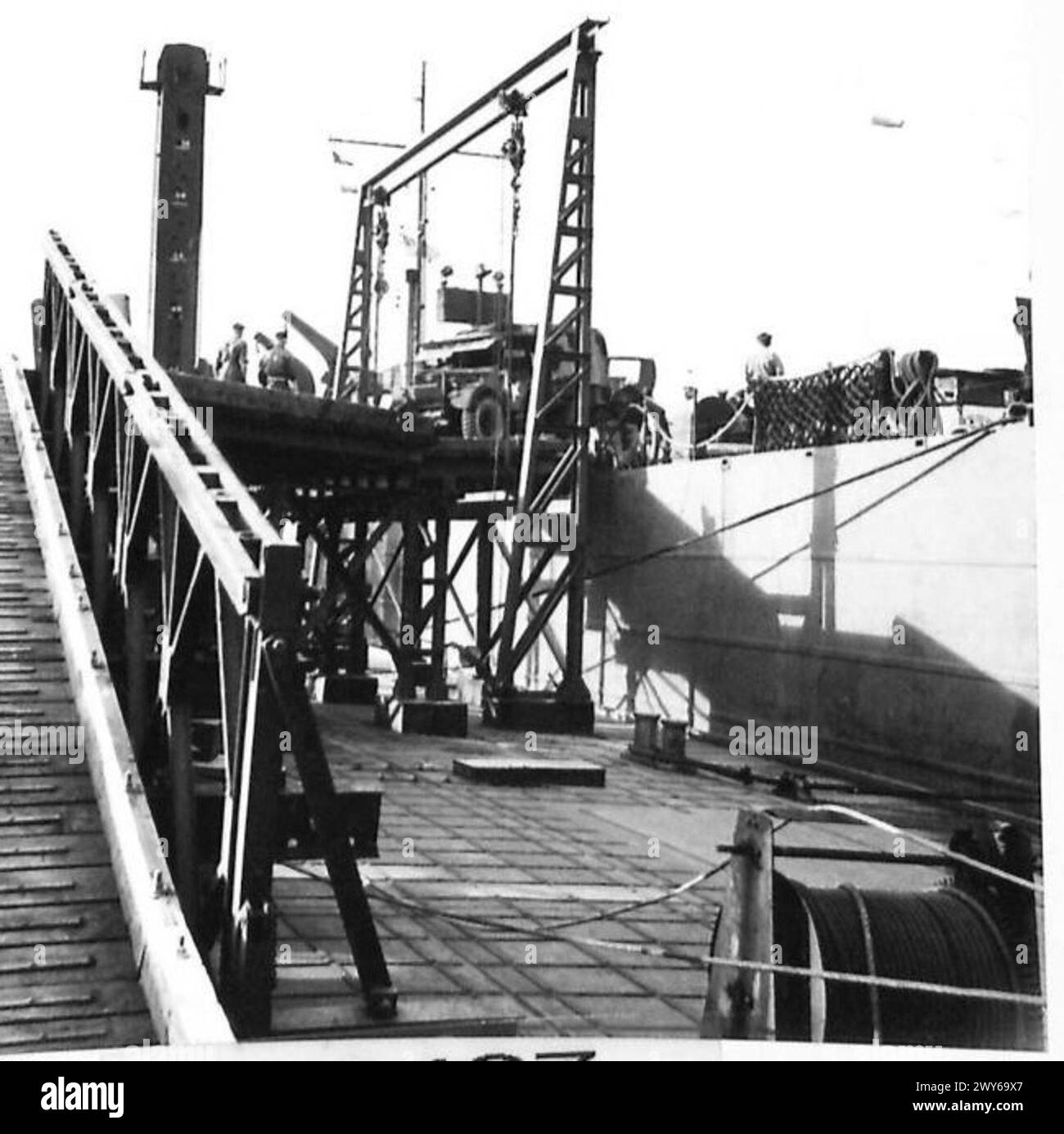 PHOTOGRAPHS OF PREFABRICATED PORT ETC - View showing Ramp on LST ...