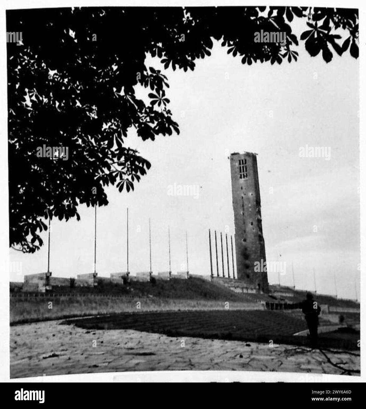 OLYMPIC STADIUM BERLIN - A soldier looks at the main arena. , British ...