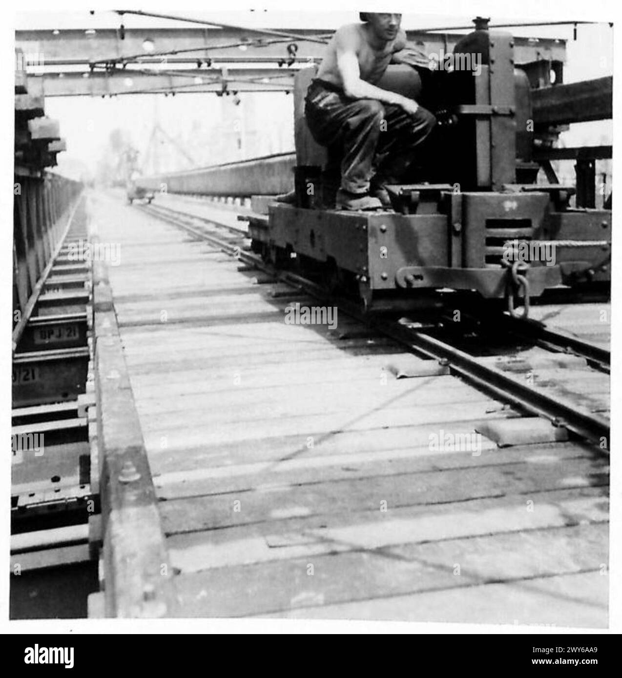 PERMANENT RHINE BRIDGES - A pile being transported along the bridge ...