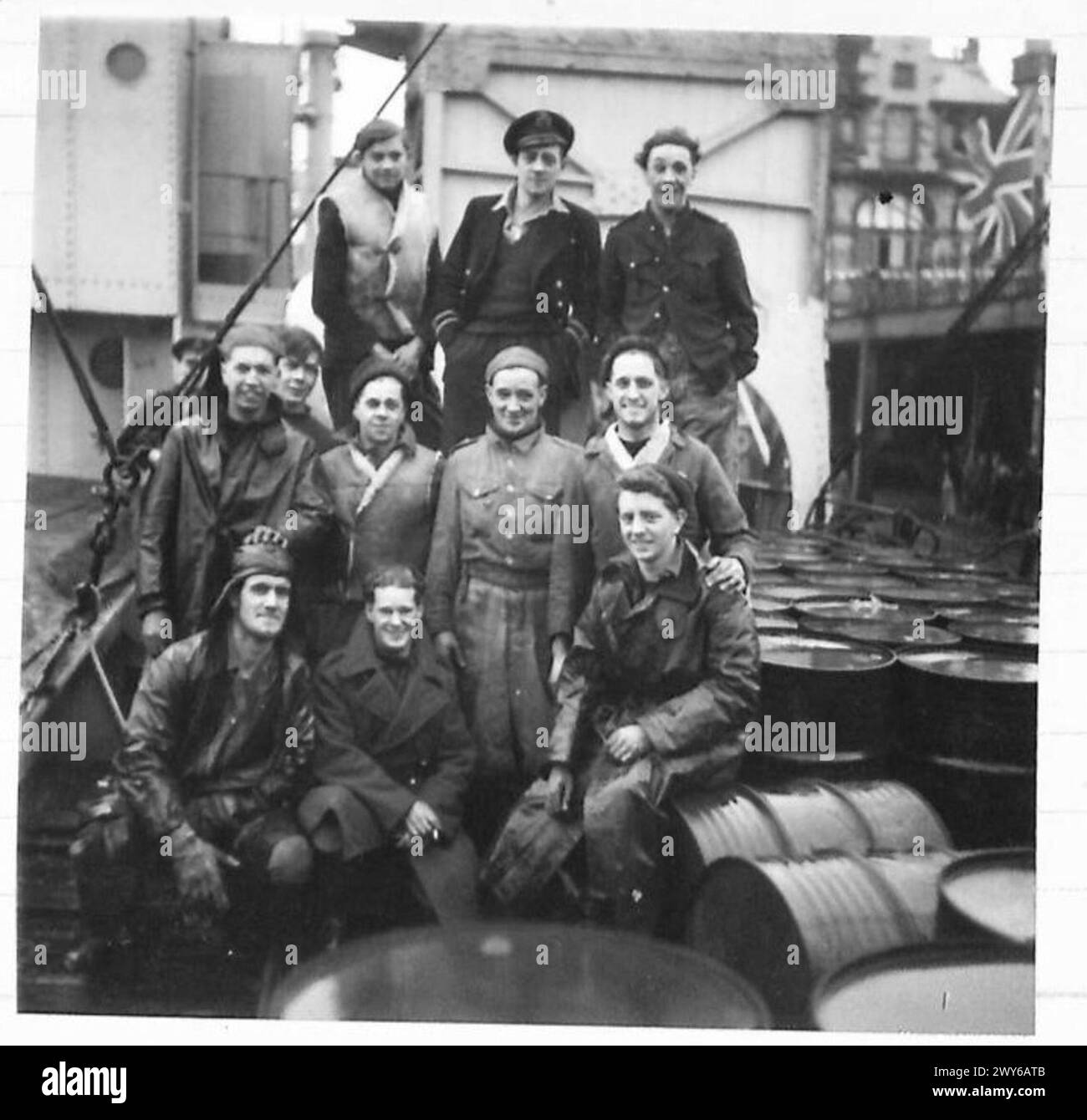 RE-OPENING OF THE PORT OF ANTWERP - Seme members of the crew of the ...