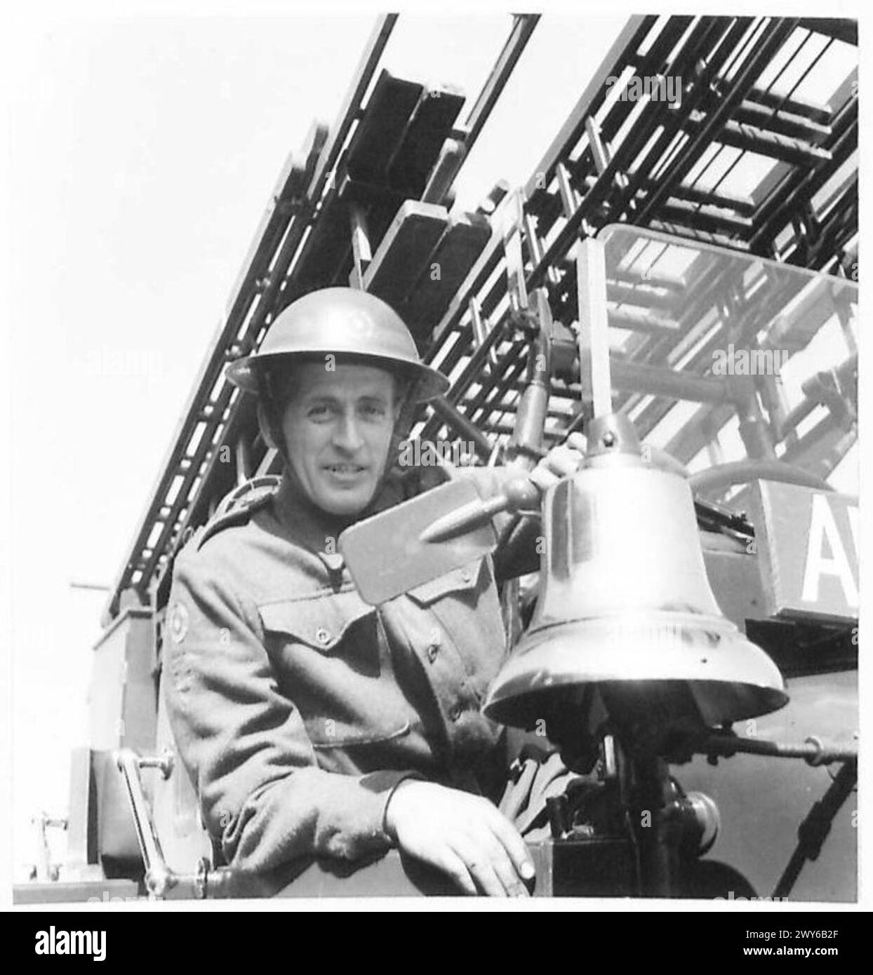 Private C.J. Hallett of the British Army drives a fire engine as part ...