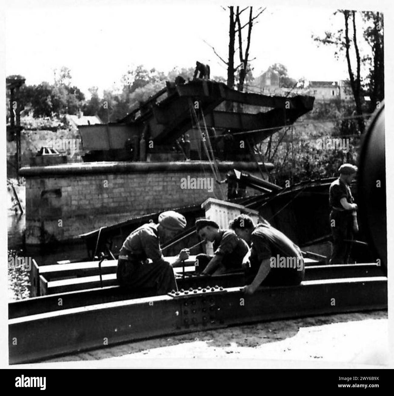 Old demolished railway bridge Black and White Stock Photos & Images - Alamy