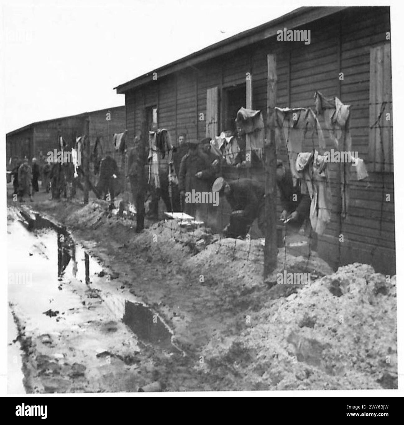 Russian prisoners at Sandbostel camp engage in washing and cooking amid ...