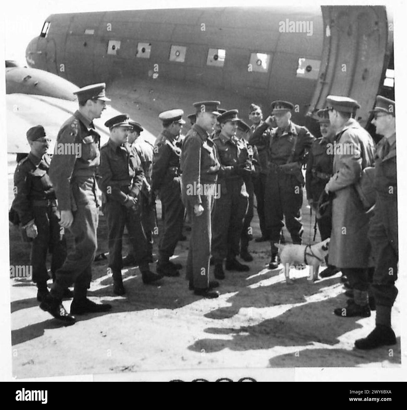 Brigadier Robbins of the British 21st Army Group meets Belgian officers ...