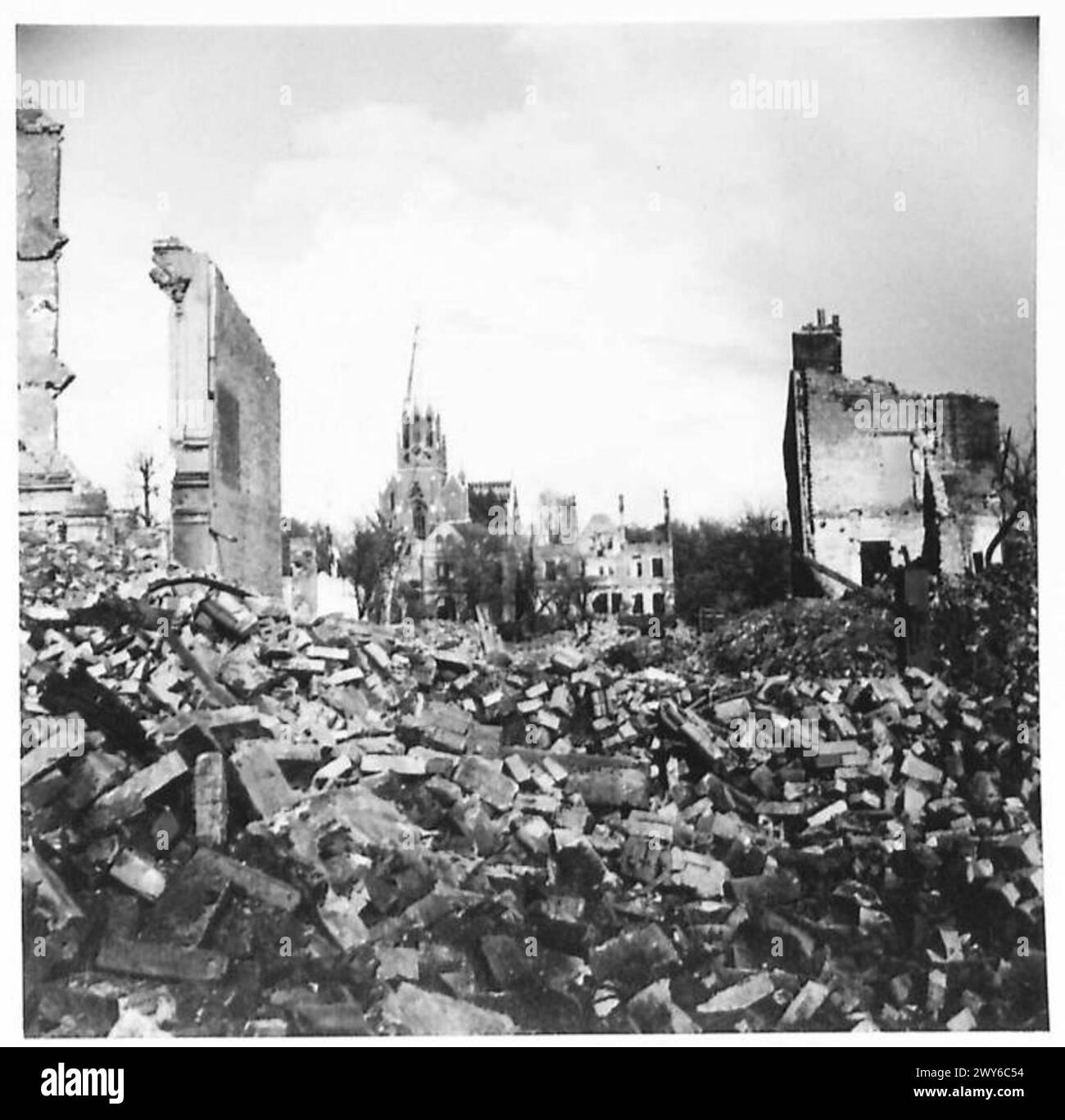 Buildings and streets in Kiel show extensive destruction caused by ...