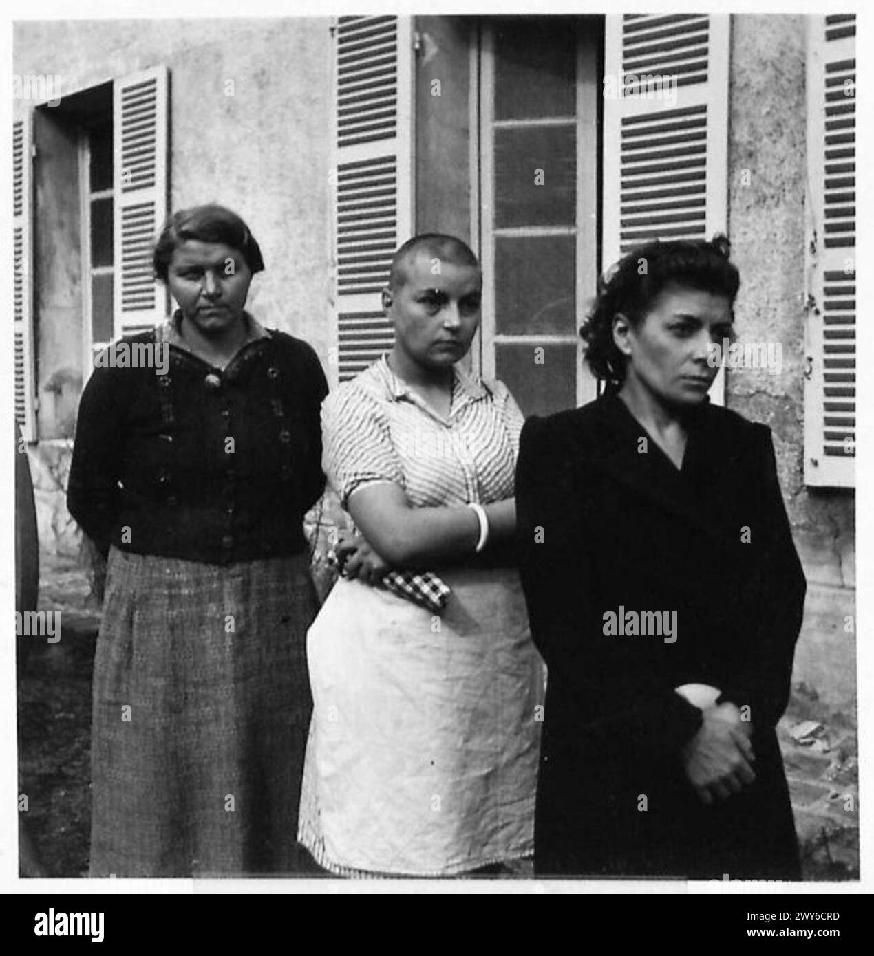 FFI IN VERNON - Close-ups of women prisoners. , British Army, 21st Army ...