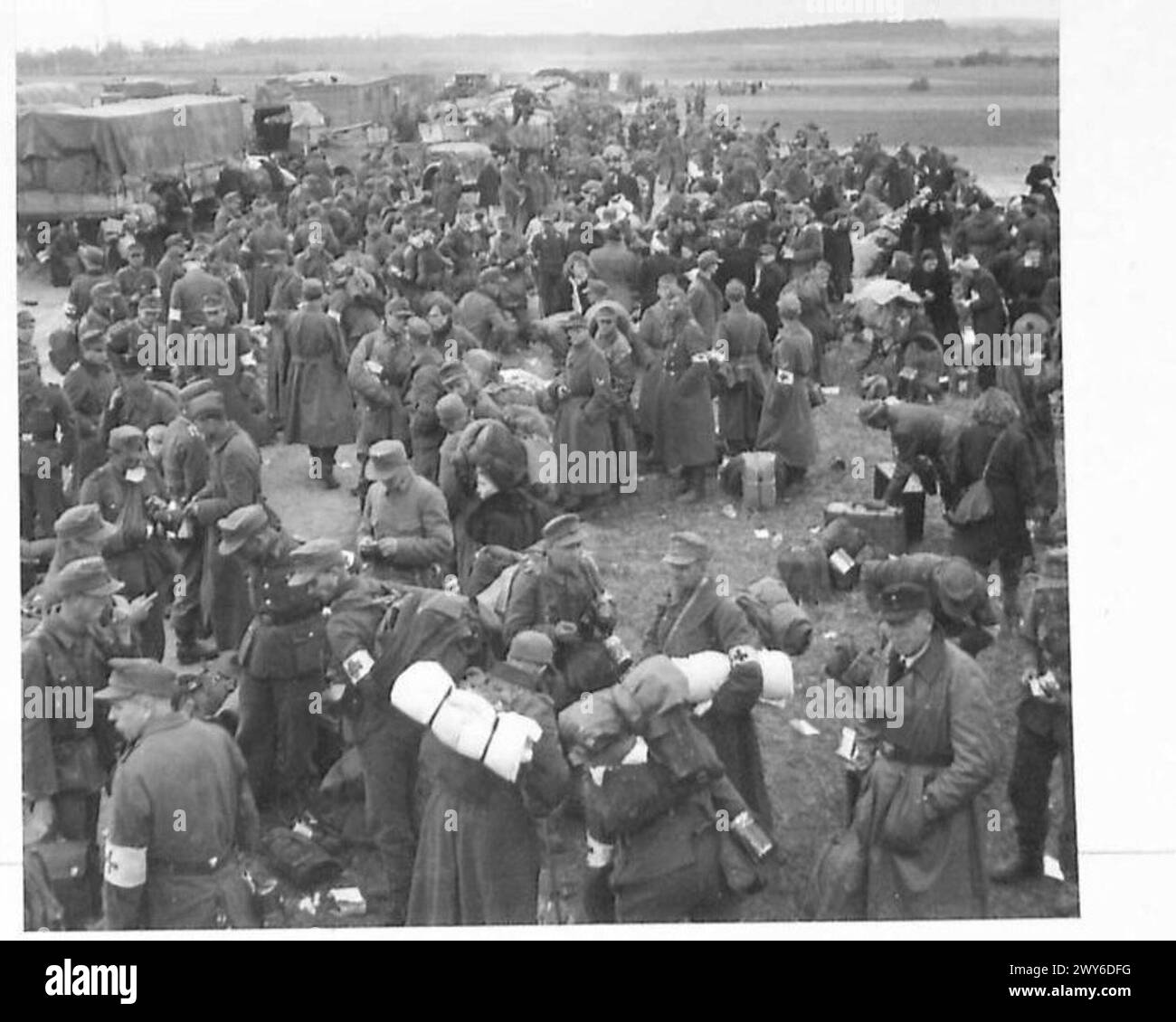 MASS SURRENDER OF GERMAN TROOPS - Huge crowds of Germans waiting in ...