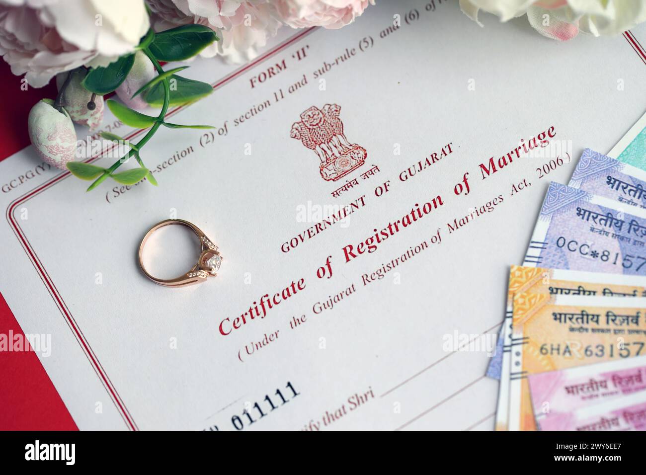 Indian Certificate of registration of marriage blank document and ...