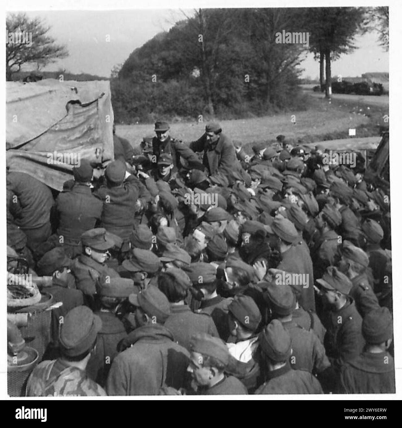 MASS SURRENDER OF GERMAN TROOPS - Huge crowds of Germans waiting to ...