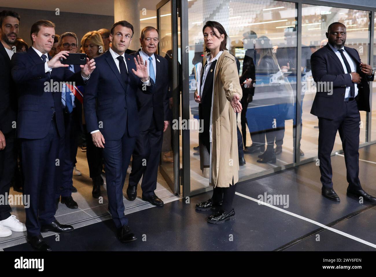 Saint Denis, France. 04th Apr, 2024. French President Emmanuel Macron ...