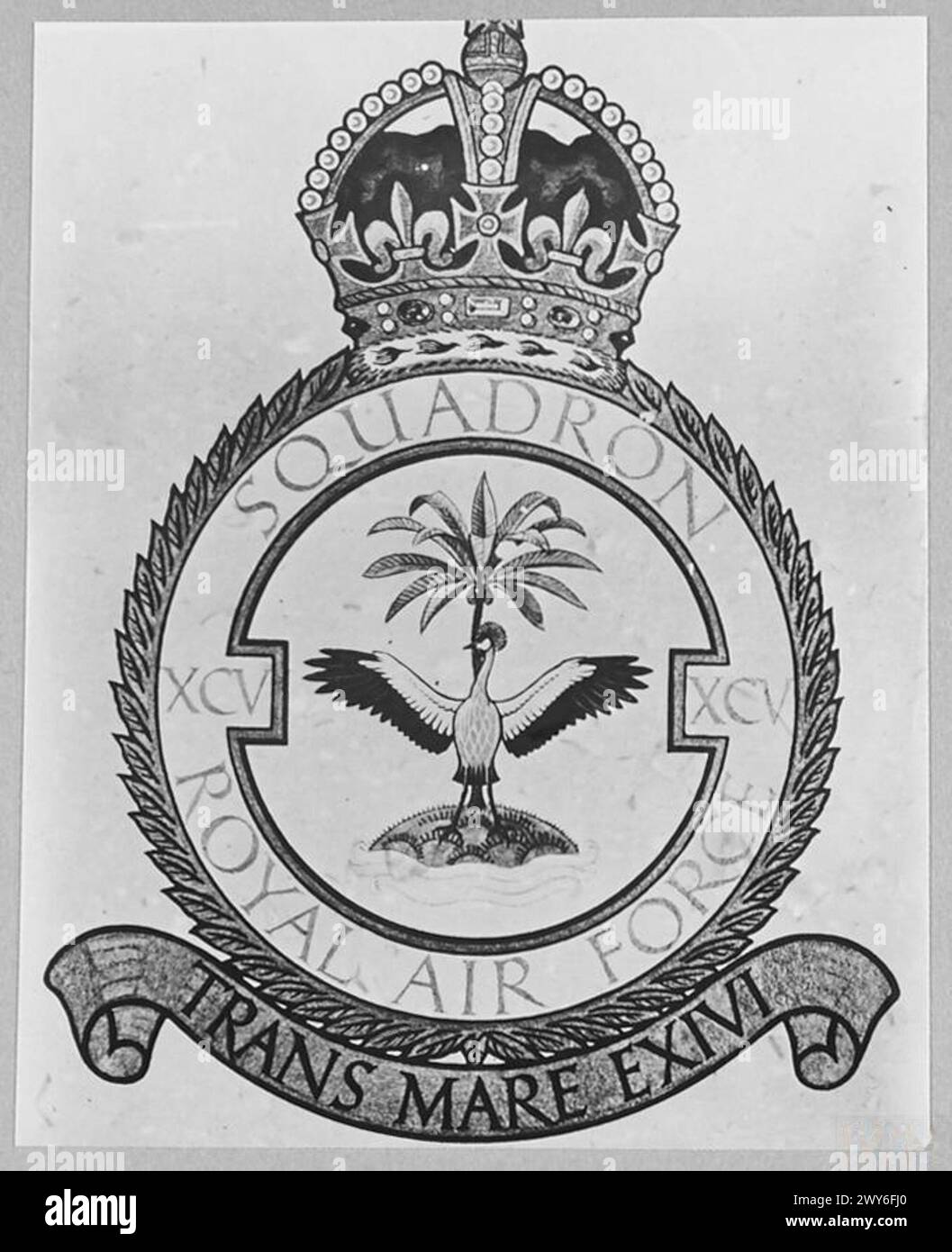 R.A.F. SQUADRON BADGES - No.XCV Squadron R.A.F. "TRANS MARE EXIVI" [I ...