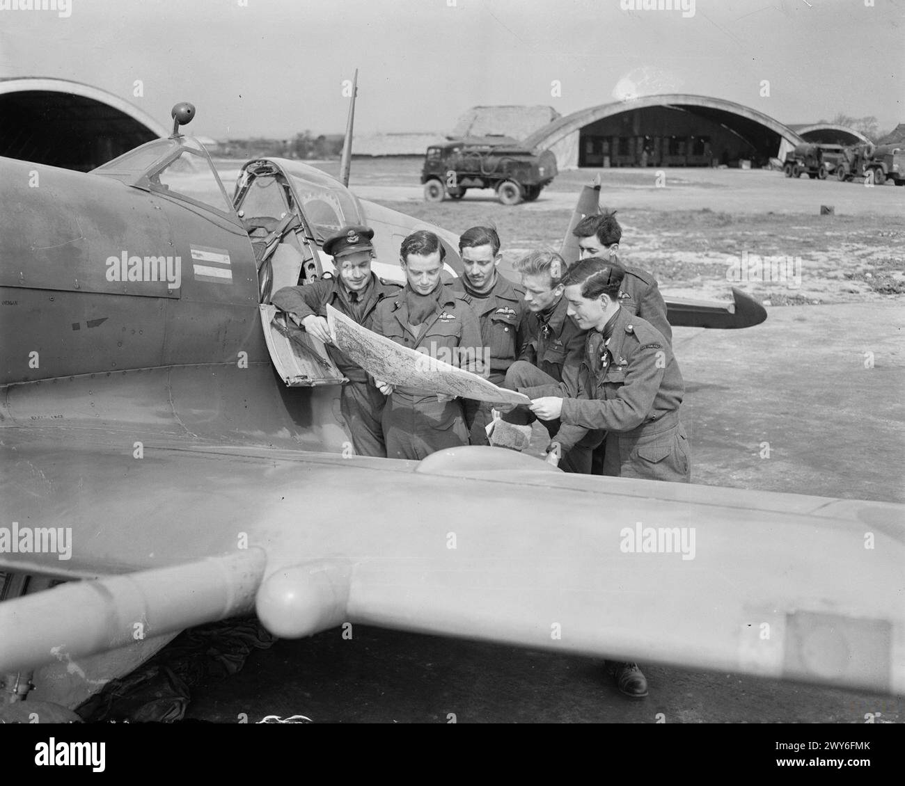 Pilots of No. 132 Squadron RAF with Squadron Leader Alan Page and his ...