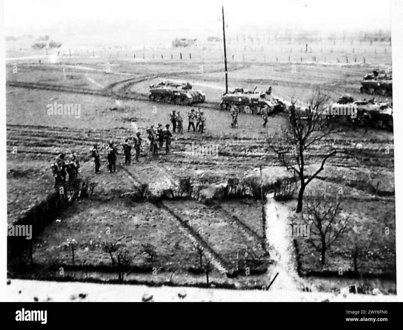 KANGAROO-BORNE INFANTRY - The mud makes the going very difficult for ...
