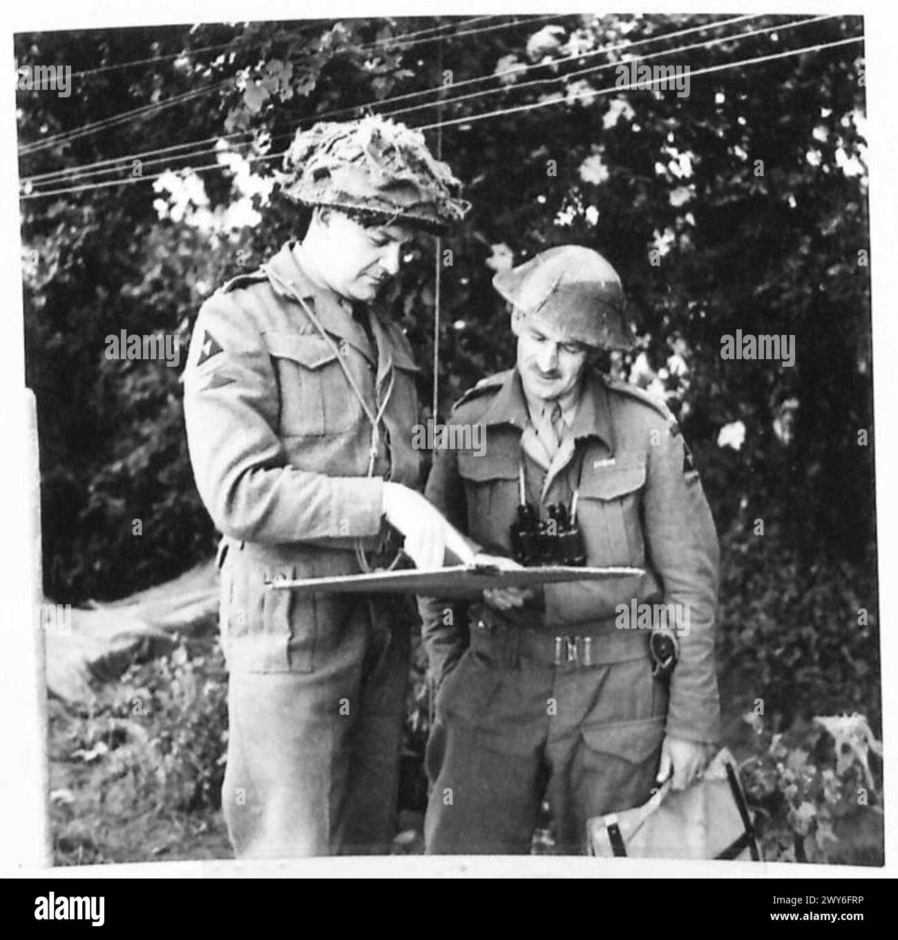Brigadier A.D.C. Orr, commanding officer of 9 Brigade, and Lieutenant ...