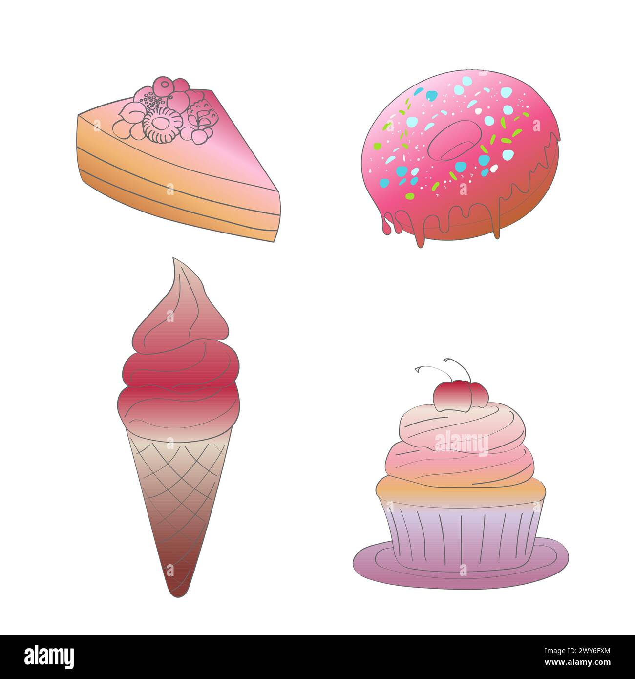 Assortment of pastries Stock Vector Images - Alamy