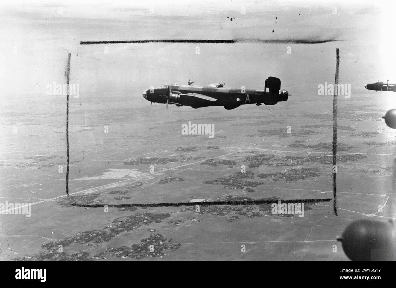 Halifax B Mark III PN369 'A' of No. 1341 Flight RAF flies over Digri ...