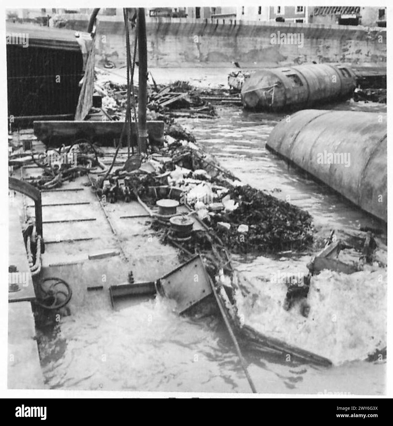 Construction of a floating port at Arromanches, Normandy affected by ...
