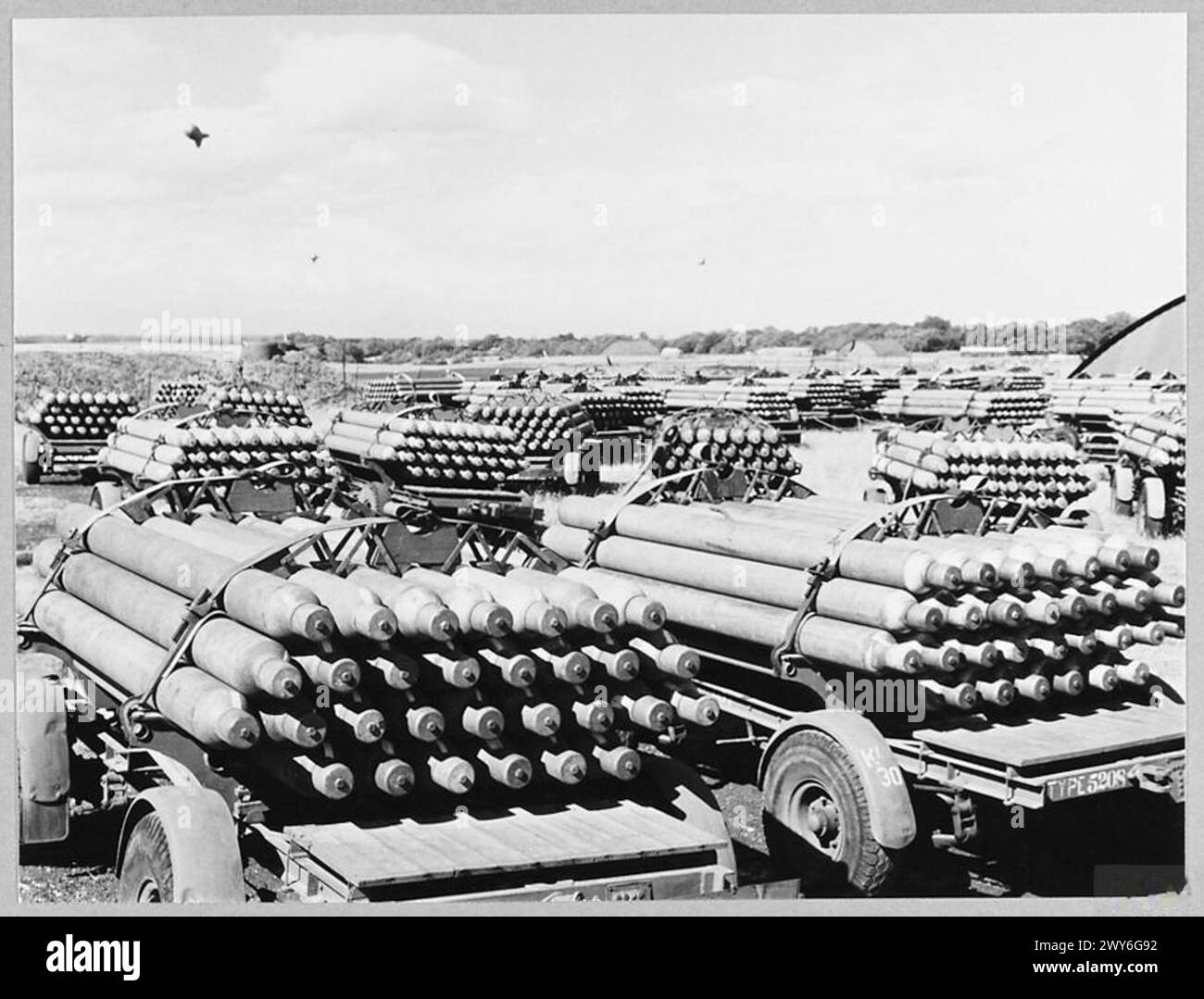 Trailers carrying hydrogen cylinders are prepared for dispatch to RAF ...