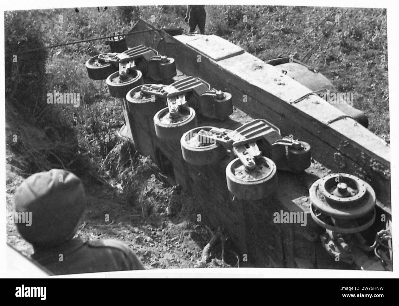 NORMANDY - VARIOUS - A tank recovery unit at work recovering a tank ...