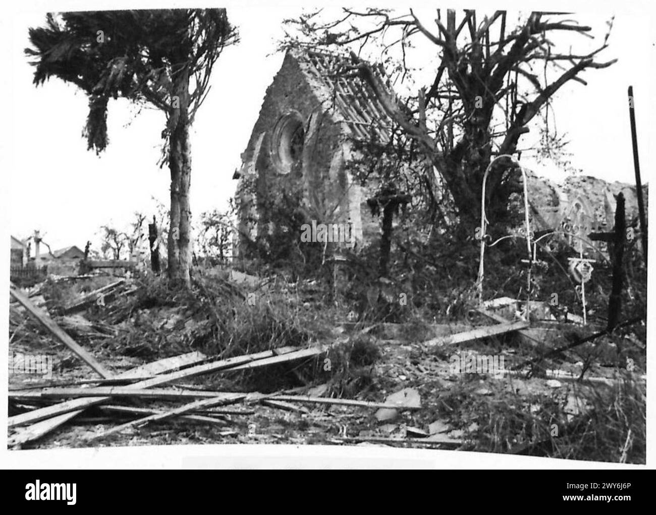 THE ADVANCE TOWARDS AUNAY-SUR-ODON - The devastated church and ...