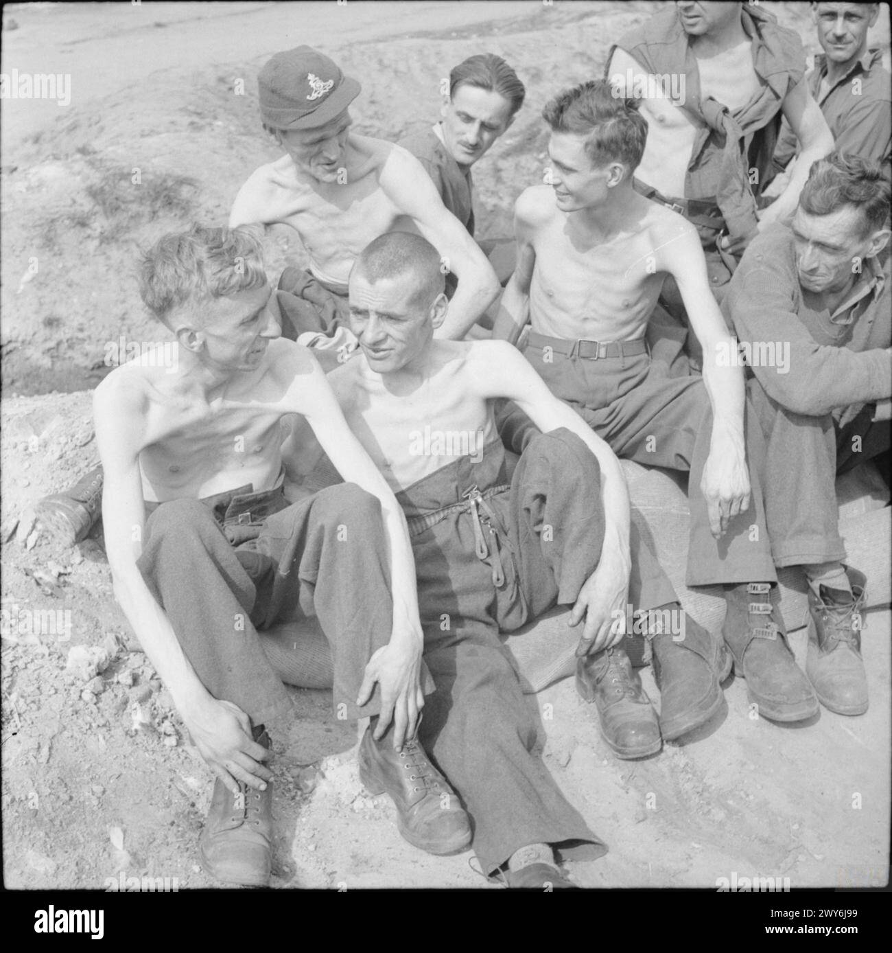 THE BRITISH ARMY IN NORTH-WEST EUROPE 1944-45 - Emaciated former-POWs ...