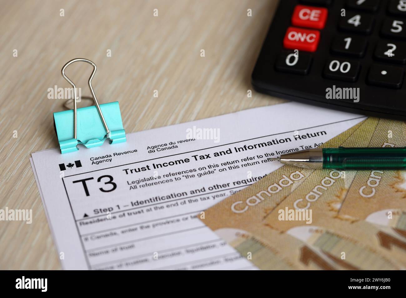 Canadian T3 tax form Trust income tax and information return lies on ...