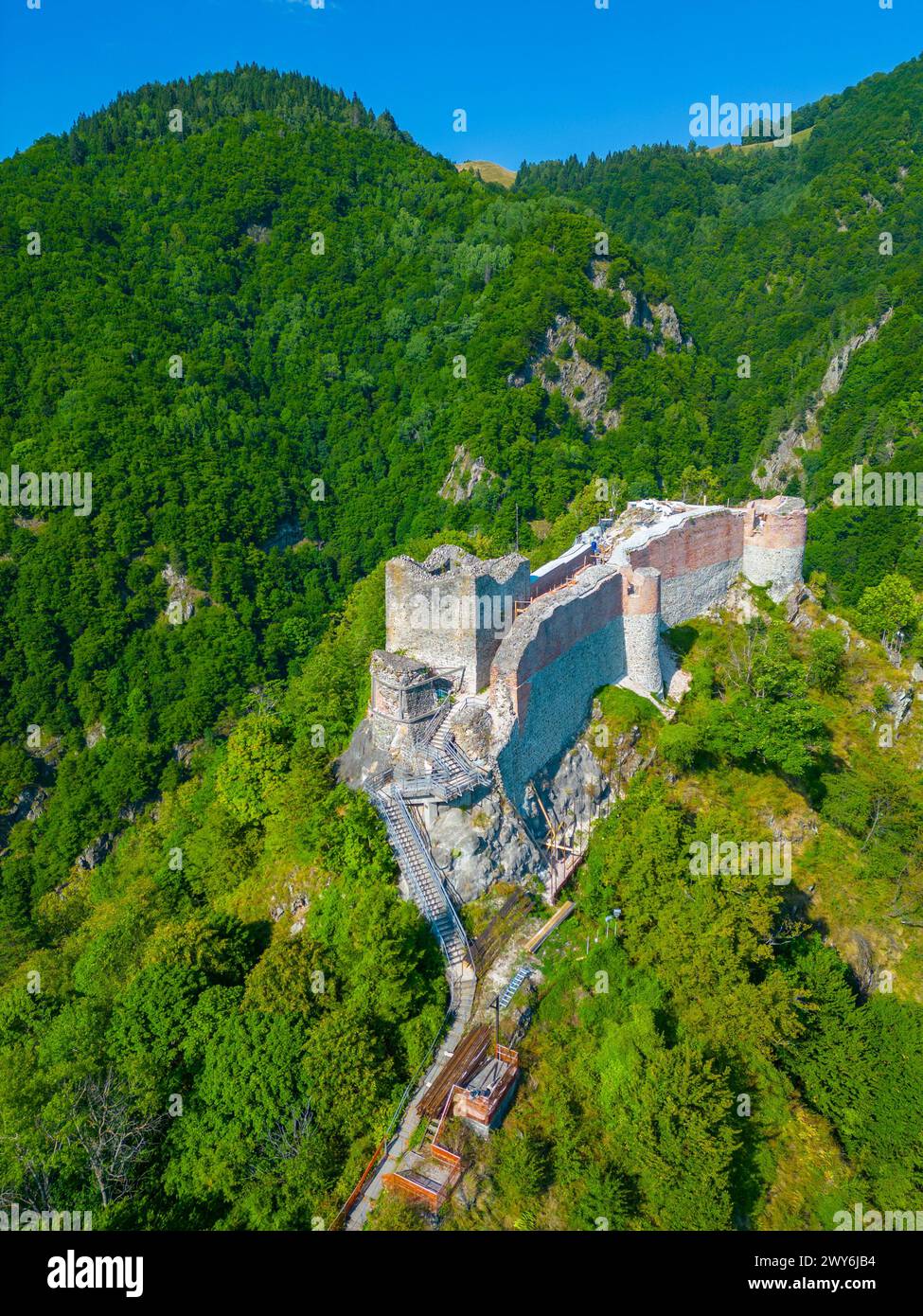 Panorama view of Poenari Citadel in Romania Stock Photo - Alamy