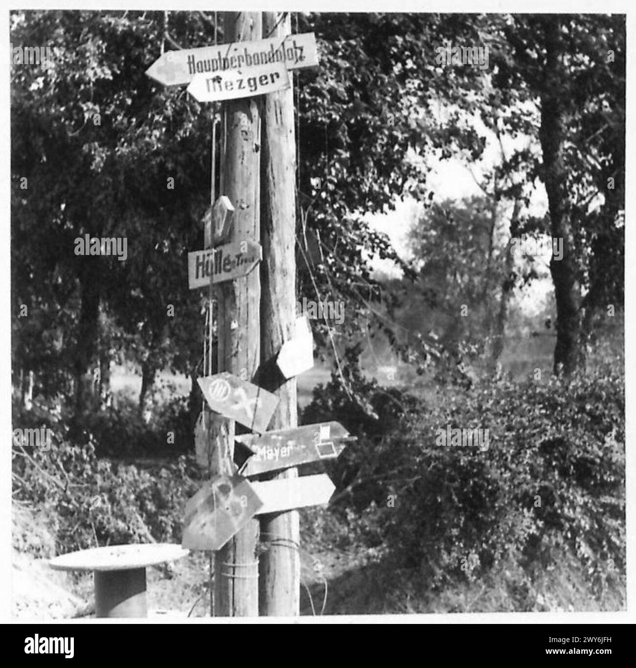 ADVANCE BEYOND MONT PINCON - German signs on telegraph poles. , British ...
