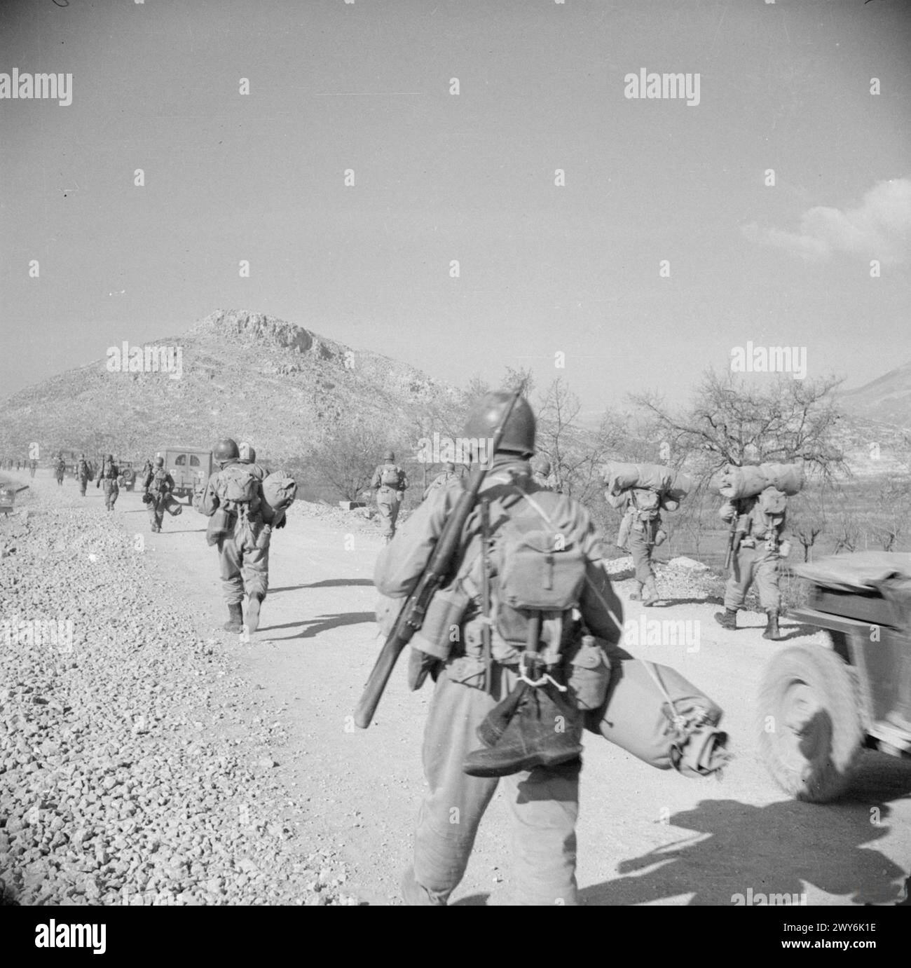 Official photograph - American troops moving up on the right flank of ...