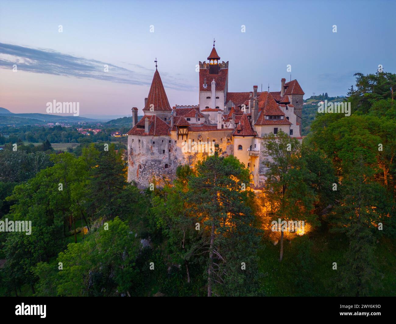 Aerial view bran castle village hi-res stock photography and images - Alamy