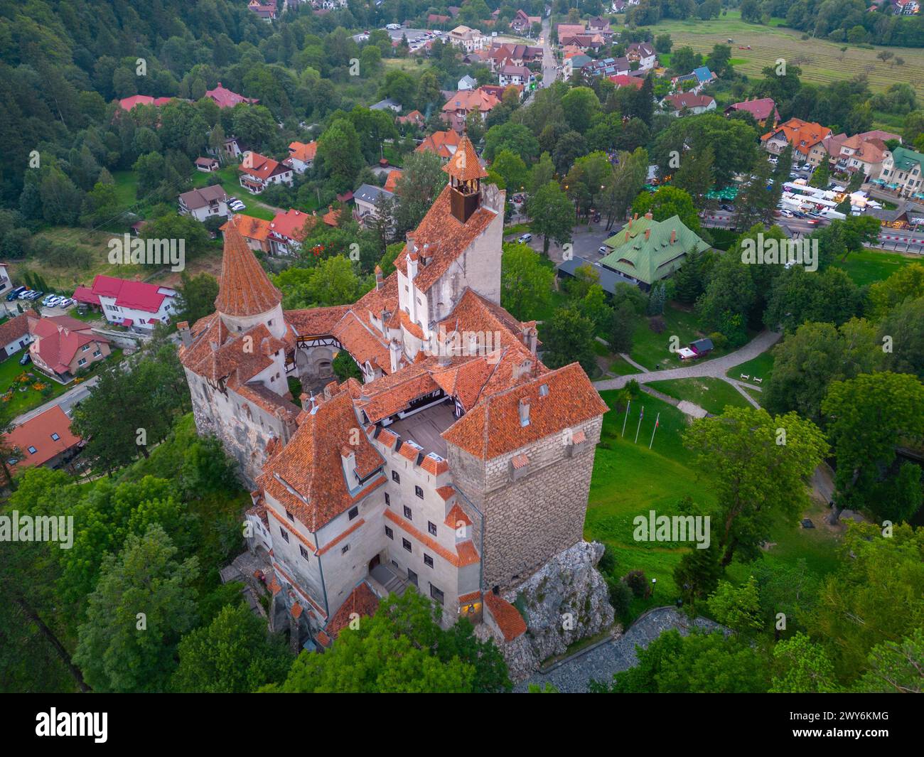 Sunset view of Bran castle in Romania Stock Photo - Alamy