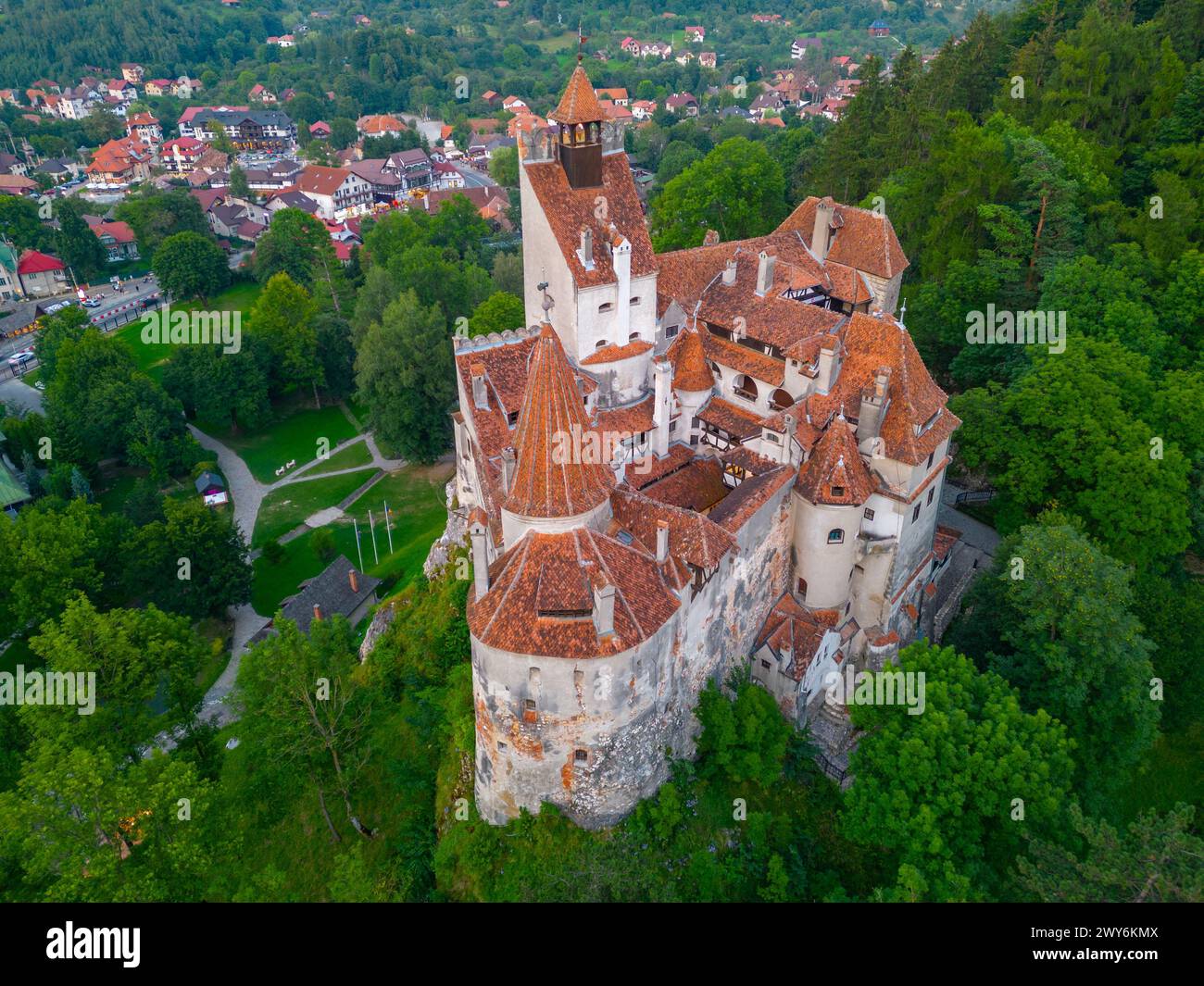 Sunset view of Bran castle in Romania Stock Photo - Alamy