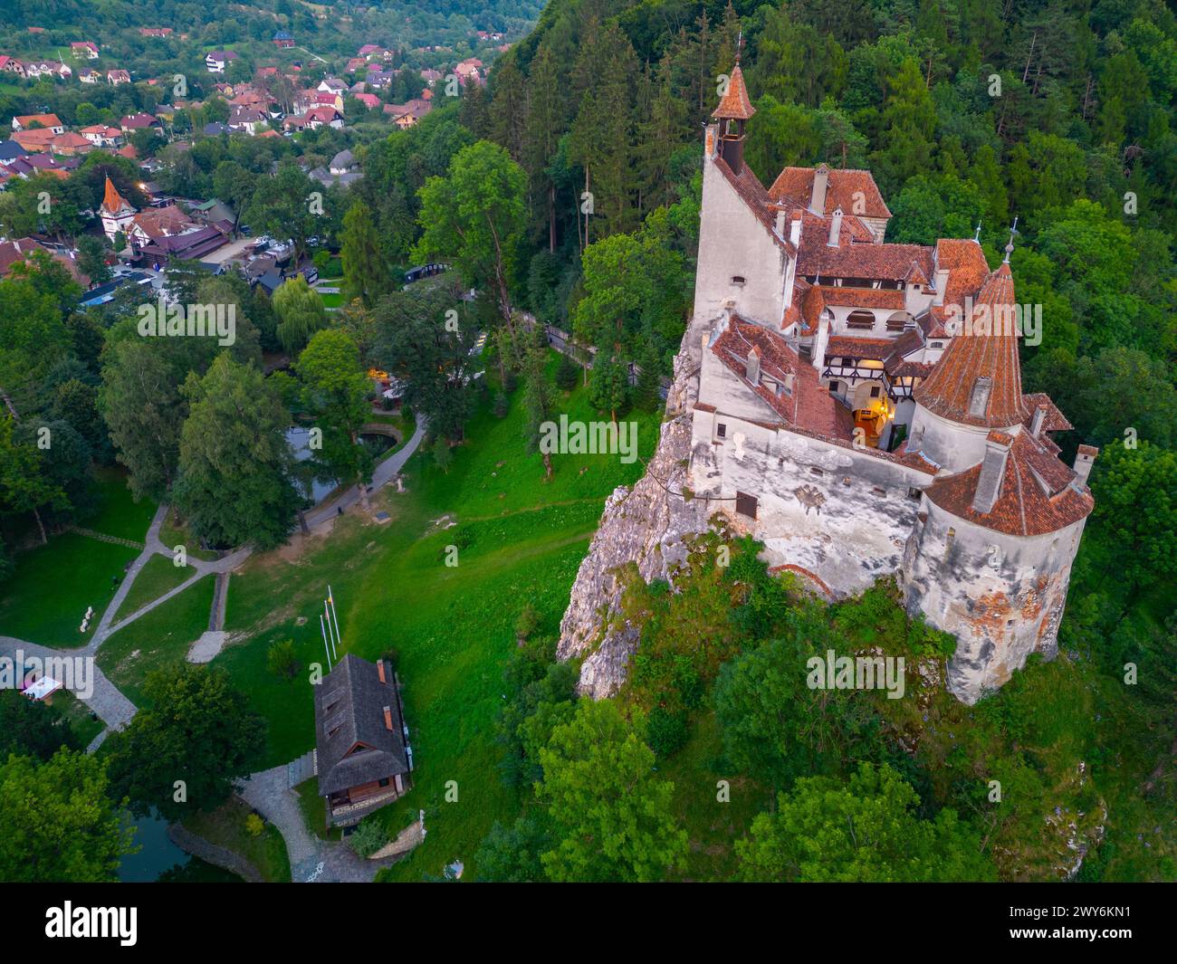 Sunset view of Bran castle in Romania Stock Photo - Alamy