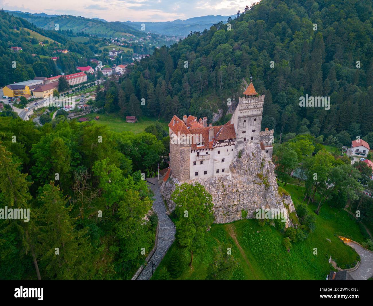 Sunset view of Bran castle in Romania Stock Photo - Alamy